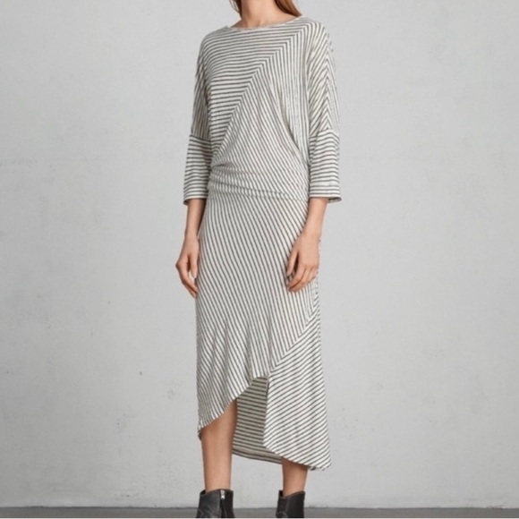 All Saints | Dresses | All Saints Cadie Off White And Black Stripe ...